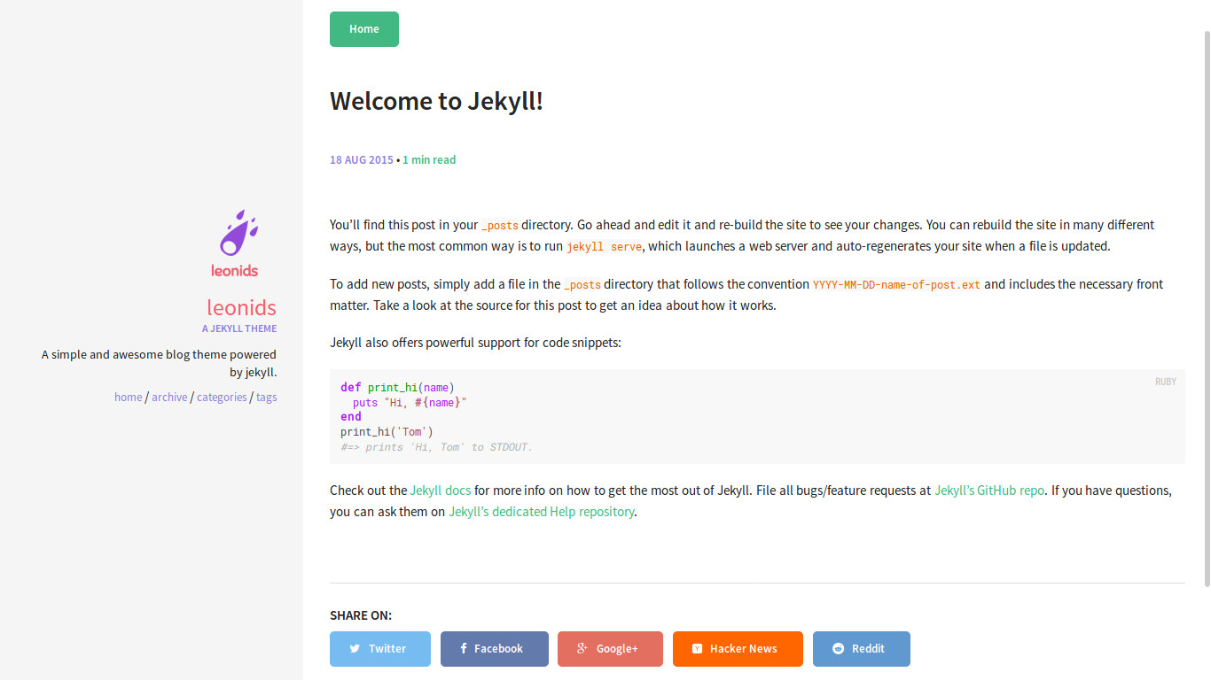 Leonids | ThemeJekyll - Jekyll themes gallery